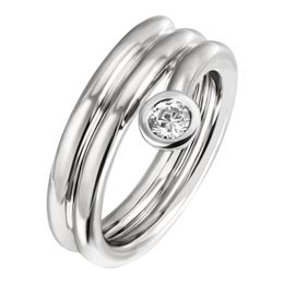 Silberring Jobo "Ring Damenring Spirale Spiralring" Gr. 54, silber 925, Fingerringe, Damen, 54, Silber 925 (Sterlingsilber), Silberring, 925 Silber rhodiniert mit Zirkonia