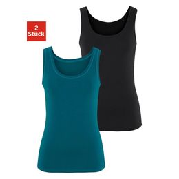 Vivance Damen Tanktop "aus luftiger Baumwoll-Qualit&auml;t", gr&uuml;n, Basic, Gr. 36, unifarben, Single Jersey, Obermaterial: 95% Baumwolle, 5% Elasthan,