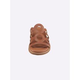 Heine Damen Pantolette, Gr. 36, braun, Rindsleder, Schuhe