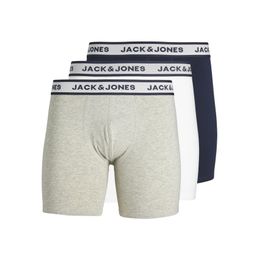 Jack & Jones JACK & JONES Herren Boxershorts "JACSOLID BOXER BRIEFS 3 PACK NOOS", Gr. S, grau, Jersey, Obermaterial: 95% Baumwolle, 5% Elasthan, meliert,