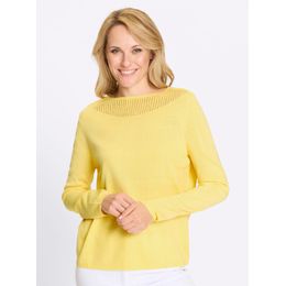 Strickpullover Classic Basics "Langarm-Pullover", Damen, Gr. 38, zitrone, 100% Polyacryl, unifarben, Pullover Strickpullover