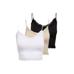 Only Damen T-Shirt "T-Shirt ONLVICKY LACE SEAMLESS CROPPED TOP 3P 3er Pack", bunt, Gr. XS, Obermaterial: 92% Polyamid PA. 8% Elasthan EL., Shirts