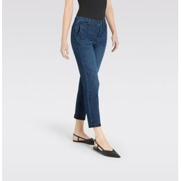 MAC Damen Slim-fit-Jeans "CHINO turn up", blau, Gr. 40, unifarben, Denim/Jeans, Obermaterial: 98% Baumwolle, 2% Elasthan, Jeans, im Five-Pocket Style