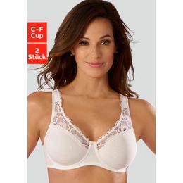 Damen Minimizer-BH, PETITE FLEUR BY LASCANA, Gr. 105, wei&szlig;, Jersey, Obermaterial: 75% Baumwolle, 18% Polyamid, 7% Elasthan, BHs, mit B&uuml;gel aus