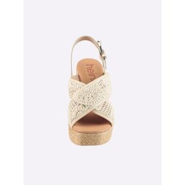 Heine Damen Sandalette, Gr. 40, beige, Rindsleder, Textil, Schuhe