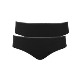 LISCA Damen Brasilslip "2er Pack Damen Brasil Slip Emma", Gr. M, schwarz, Stoff, Obermaterial: 45% Baumwolle CO. 45% Modal CMD. 10% Elasthan EL.,