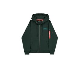 Herren Hoodie "Backprint Zip Hoodie"schwarz petrol, Gr. S, Alpha Industries, Obermaterial: 80% Baumwolle, 20% Polyester, Sweatshirts