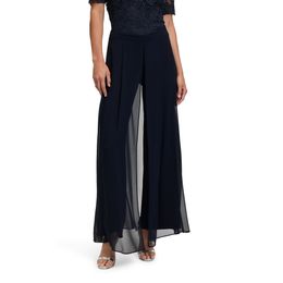 Vera Mont Damen 2-in-1-Hose "Damen mit weitem Bein", blau, Gr. 40, Chiffon, Obermaterial: 100% Polyester; Besatz: 95% Polyester, 5% Elasthan, Hosen,