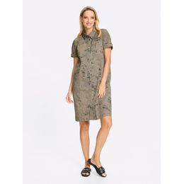 Heine Damen Druckkleid "Druck-Kleid", beige, Gr. 38, bedruckt, gemustert, mehrfarbig, 63% Baumwolle, 35% Lyocell, 2% Elasthan, Kleider