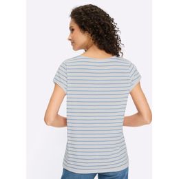Heine Damen T-Shirt "Ringelshirt", blau, Gr. 50, gemustert, mehrfarbig, 100% Baumwolle, Shirts