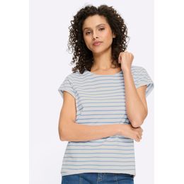 Heine Damen T-Shirt "Ringelshirt"wei&szlig;, eisblau, geringelt, Gr. 44, gemustert, gestreift, mehrfarbig, 100% Baumwolle, Shirts