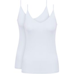 Mey Damen Spaghettitop "Pure Sense", wei&szlig;, Gr. L, unifarben, Feinripp, Obermaterial: 50% Viskose, 46% Polyamid, 4% Elasthan, Tops, ohne auftragende