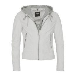 Maze Damen Lederjacke "42021133", wei&szlig;, Gr. XS, Obermaterial: 100% Lammleder. Innenfutter: 100% Polyester. Kapuze: 55% Baumwolle, 45% Polyester,