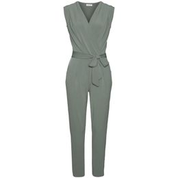 Lascana Damen Overall, gr&uuml;n, Gr. 36, unifarben, Jersey, Obermaterial: 95% Polyester, 5% Elasthan, Overalls, aus knitterfreier Ware, eleganter
