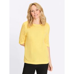 Kurzarmpullover Classic Basics "Kurzarm-Pullover", Damen, Gr. 38, zitrone, 100% Polyacryl, unifarben, Pullover