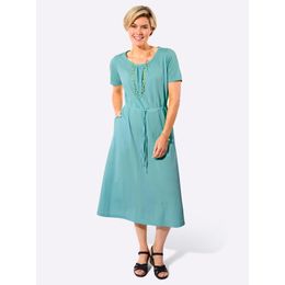 Classic Basics Damen Jerseykleid "Jersey-Kleid", blau, Gr. 40, Piqu&eacute;, 100% Baumwolle, Kleider