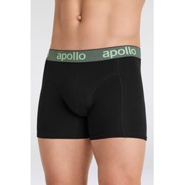 Apollo Herren Boxer "MEN BOXERSHORTS", Gr. L, schwarz, Single Jersey, Obermaterial: 95% Baumwolle, 5% Elasthan, unifarben mit Farbeinsatz,