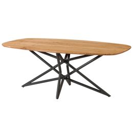 Esstisch Akazie 200x100x76 natur lackiert / Sterngestell schwarz