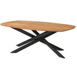 Esstisch Akazie 200x100x76 natur lackiert / Mikado-Beine eckig schwarz