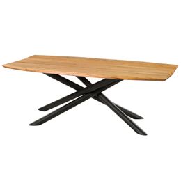 Esstisch Akazie 200x100x77 natur lackiert / Mikado-Beine rund schwarz