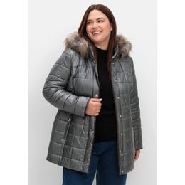 sheego Große Größen Steppjacke mit Reißverschluss-Seitenschlitzen, grau, Größe 54 - Damen