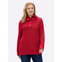sheego Gro&szlig;e Gr&ouml;&szlig;en Strickpullover mit Troyerkragen, rot, Gr&ouml;&szlig;e 44 - Damen