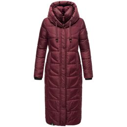 Steppmantel Navahoo "Waffelchen", Damen, Gr. M (38), rot (weinrot), Obermaterial: 100% Polyester, Futter: 100% Polyester, Wattierung: 100% Polyester, figurumspielend ca. Mitte Wade, hoch geschlossener Ausschnitt, Ärmel ohne Ärmelschlitz Rippstrickbündchen, Mäntel Steppmantel, Wintermantel mit Gehschlitzen und Kapuze