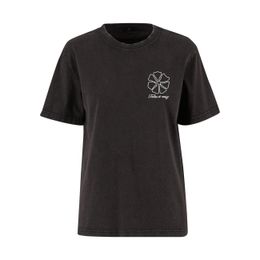 T-Shirt MISS TEE "Miss Tee One Line Flowers Ladies Vintage Everyday Tee", Damen, Gr. L, schwarz, 100% Baumwolle, bedruckt, loose fit, Rundhals, Shirts T-Shirt