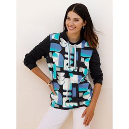 Sweatshirt Classic Basics, Damen, Gr. 40, t&uuml;rkis, schwarz, bedruckt, 100% Baumwolle, gemustert, mehrfarbig, Sweatshirts Sweatshirt