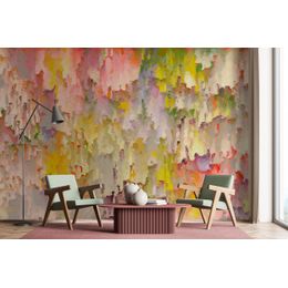 Livingwalls Vliestapete LIVING WALLS "Fototapete Abstrakte Malerei Bunt Aquarelloptik", rosa, B:2,7m H:0,02m L:4m, Vlies, Tapeten