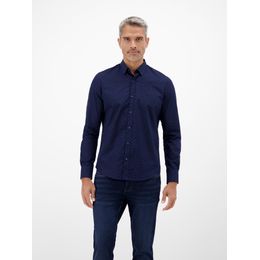 Langarmhemd Lerros "Lerros Stylisches Poplinhemd, modisch gemustert", Herren, Gr. L, Normalgrößen, classic navy, 100% Baumwolle, Hemden