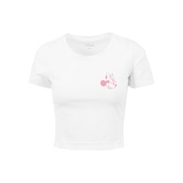 T-Shirt Merchcode "Merchcode Damen Ladies Minnie Mouse Wink Tee", Damen, Gr. M, weiß, 100% Baumwolle, bedruckt, slim fit, Rundhals, Shirts T-Shirt