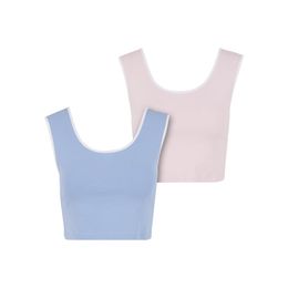 Urban Classics Damen T-Shirt "Urban Classics Ladies Contrast Cropped Top"powderblau, wei&szlig;, blushedrose, wei&szlig;, Gr. M, unifarben, 95% Baumwolle, 5%