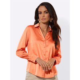 CR&Eacute;ATION L Satinbluse CREATION L, Damen, Gr. 44, papaya, 97% Polyester, 3% Elasthan, unifarben, V-Ausschnitt, Blusen