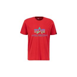 T-Shirt Alpha Industries "Basic T-Shirt BL Rainbow Ref.", Damen, Gr. L, rot, Obermaterial: 100% Baumwolle, Shirts T-Shirt