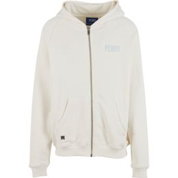 Sweatjacke PEQUS "PEQUS PEQUS Back Logo Zip-Hoodie", Herren, Gr. M, whisper wei&szlig;, 100% Baumwolle, Sweatjacken Sweatjacke