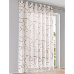 Gardine HEINE HOME Gr. 1, wei&szlig;, taupe, B:270cm H:145cm, Polyester, Gardinen, Gardine