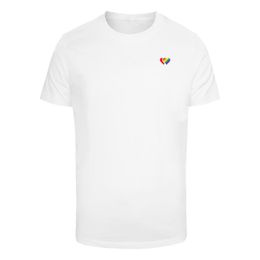 T-Shirt MisterTee "MisterTee Double Hearts Pride Tee", Damen, Gr. L, wei&szlig;, 100% Baumwolle, bedruckt, normal, Rundhals, Shirts T-Shirt