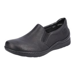 Slipper Rieker, Damen, Gr. 38, schwarz, Lederimitat, Schuhe Slipper, Alltagsschuh, Schlupfschuh, Freizeitschuh mit beidseitigem Stretch
