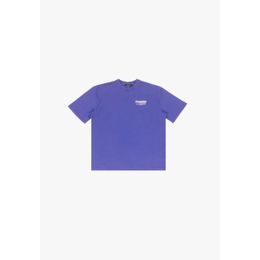T-Shirt DROPSIZE "Dropsize HEAVY OVERSIZE THREE LINES BLUE T-SHIRT", Damen, Gr. M, washed blau, 100% Baumwolle, unifarben, oversize, Rundhals, Shirts T-Shirt