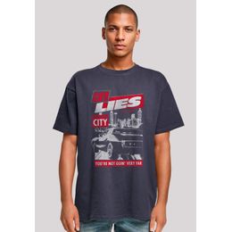 T-Shirt F4NT4STIC "Guns N' Roses Lies City Rock Music", Damen, Gr. L, blau (navy), Obermaterial: 100% Baumwolle, oversize, Rundhals, ohne B&uuml;ndchen, Shirts T-Shirt, Premium Qualit&auml;t