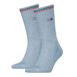 Socken Tommy Hilfiger "TH UNI TJ SOCK 2P ICONIC", Damen, Gr. 35-38, blau (light blau melange), Baumwollmischung, Socken Socken, Verst&auml;rkte Ferse und Spitze f&uuml;r zus&auml;tzliche Strapazierf&auml;higkeit