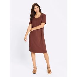 Jerseykleid Classic Basics "Jersey-Kleid", Damen, Gr. 56, Normalgr&ouml;&szlig;en, rotbraun, Jersey, 95% Viskose, 5% Elasthan, unifarben, kurz, Rundhals, Kleider Jerseykleid
