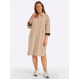 CR&Eacute;ATION L Shirtkleid CREATION L "Modal-Mix-Kleid", Damen, Gr. 42, Normalgr&ouml;&szlig;en, beige, schwarz, Jersey, 50% Modal, 44% Polyester, 6% Elasthan, unifarben, knielang, Kleider Shirtkleid