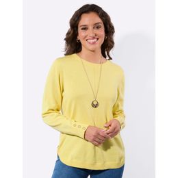 Casual Looks Damen Strickpullover "Langarm-Pullover"zitrone, Gr. 36, unifarben, 50% Baumwolle, 50% Polyacryl, Pullover