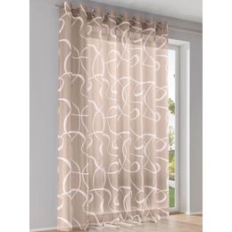 Gardine HEINE HOME Gr. 3, taupe, wei&szlig;, B:270cm H:225cm, Polyester, Gardinen, Gardine