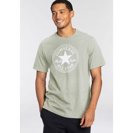 T-Shirt Converse "Converse GO-TO ALL STAR PATCH STANDARD-FIT T-SHIRT", Damen, Gr. XS, pale surplus, Single Jersey, Obermaterial: 100% Baumwolle, Rundhals, Shirts T-Shirt, Unisex