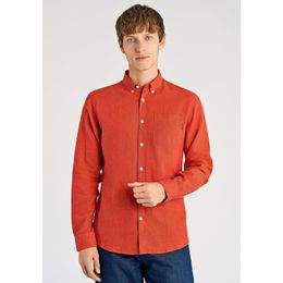 Leinenhemd LINDBERGH "LINDBERGH Leinenhemd", Jungen, Gr. M, Normalgr&ouml;&szlig;en, coral orange, Obermaterial: 55% Leinen, 45% Baumwolle, Hemden