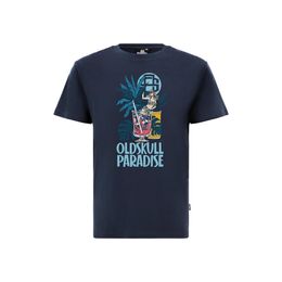 Oldskull T-Shirt 'Wrldvibe Retro Beach Cocktail' Herren Gr&ouml;&szlig;e XXXL navy / cyanblau / gelb / wei&szlig;