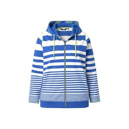 Ulla Popken Zip-Up Hoodie female Blue, White size 62-64